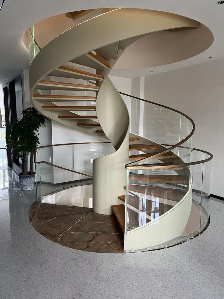 Metal plate railing curved stair interior curved arc staircase - Foshan ...